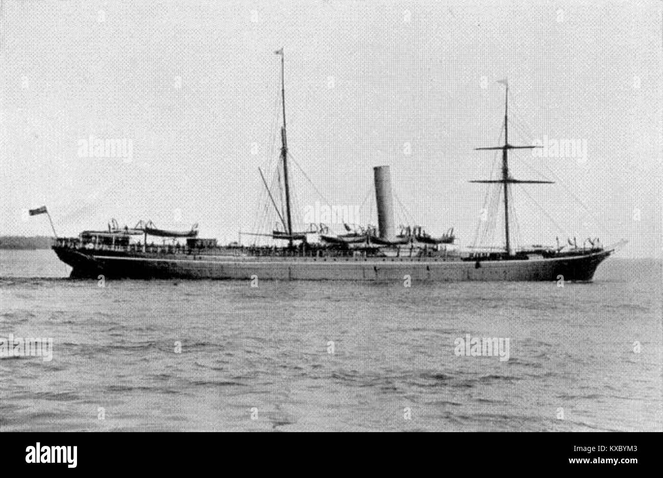 A historic photograph of the SS Nubian, a steamship built in 1876 ...