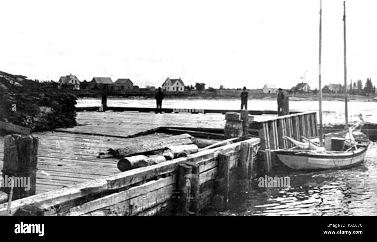 A 1908 photograph showing boats on the St. Nicholas River, documenting ...