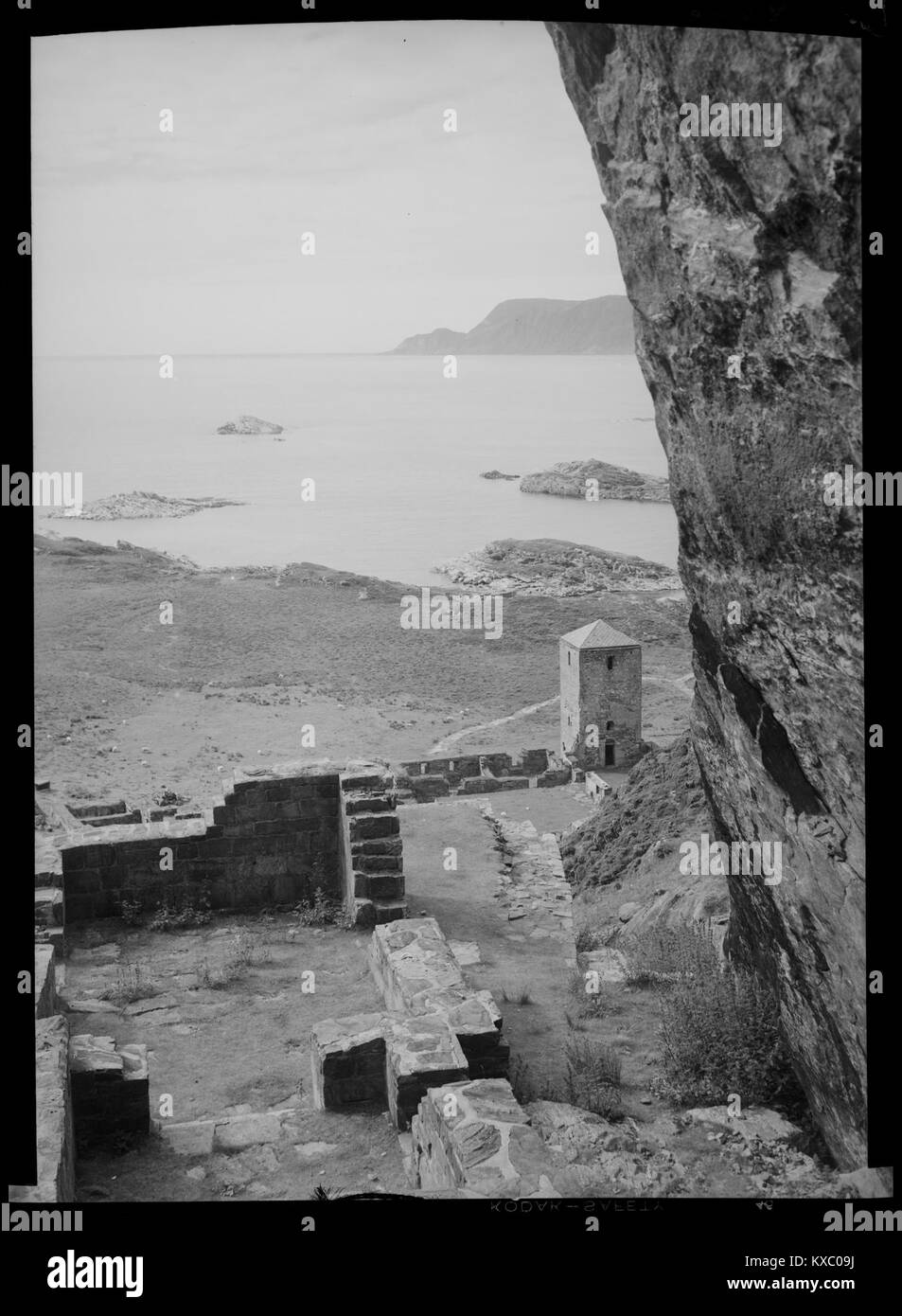 A photograph of St. Sunniva Monastery on Selja Island in Nordfjord ...