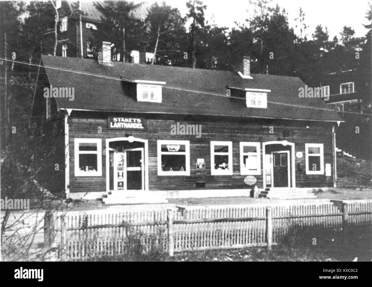 The image depicts Stäkets Country Shop in the 1930s, offering a glimpse ...