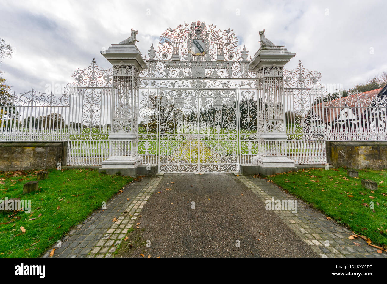 Chirk Castle Entrance Gates, iron gates Stock Photo - Alamy
