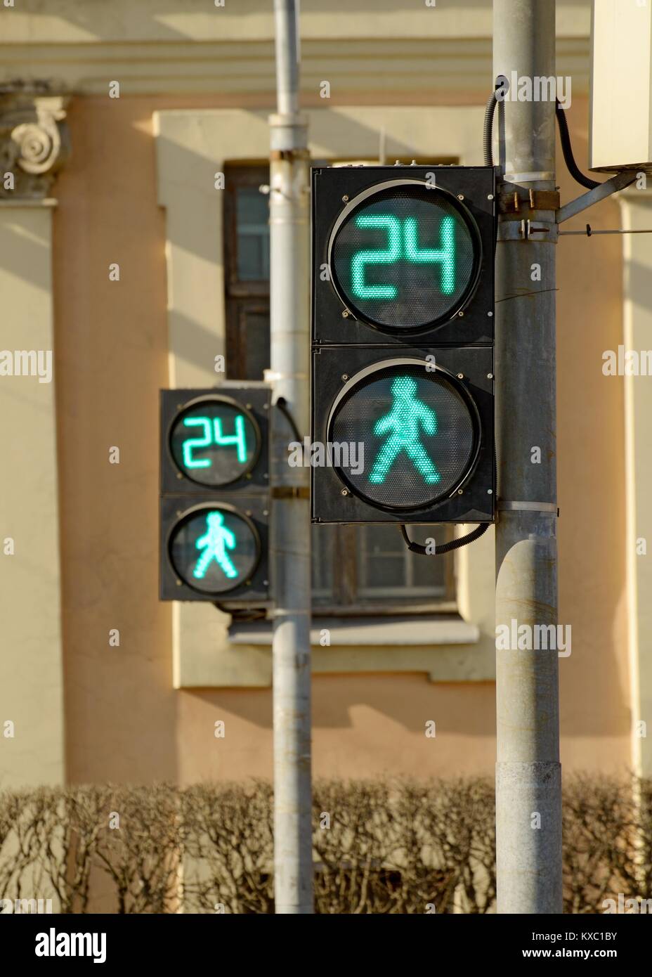 Traffic lights regulate the movement of pedestrians across the roadway ...
