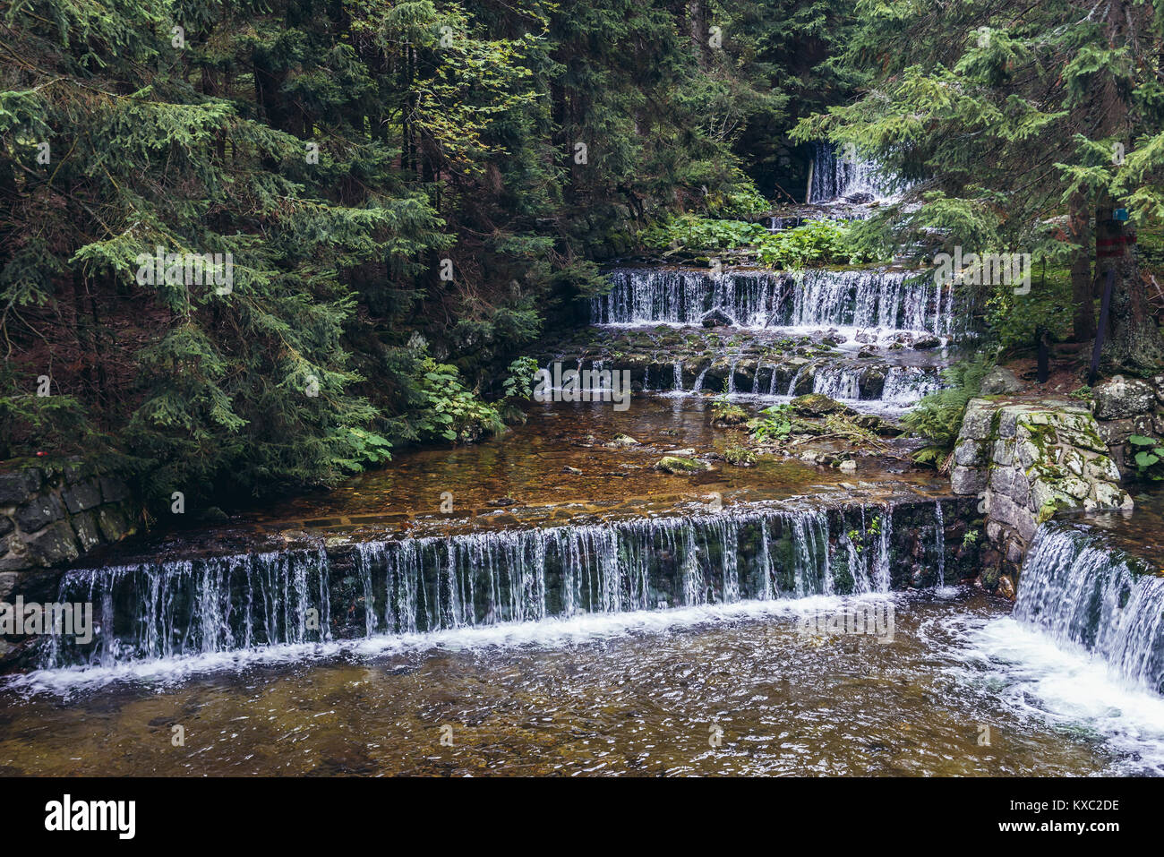 Cascades on the Upa river seen from path from Pec pod Snezkou to ...