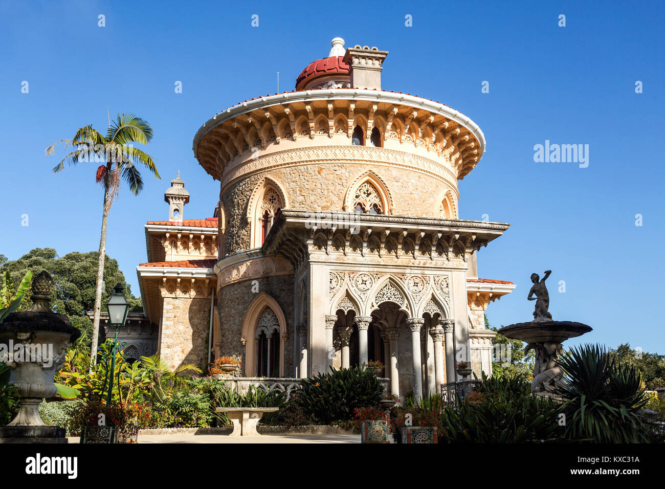 The main entrance to the Monserrate Palace in Sintra, Portugal Stock ...
