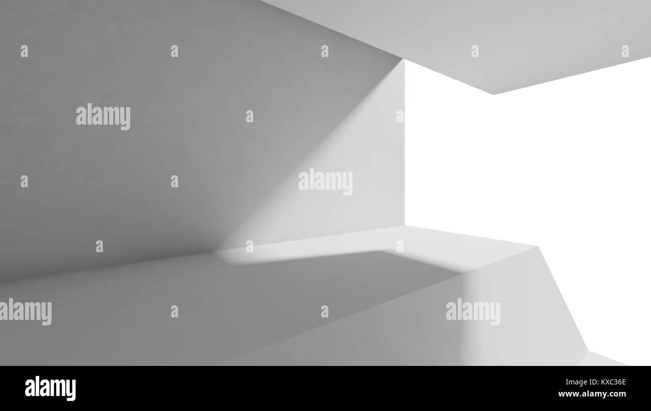 Abstract interior background, white room with blank window, minimal ...