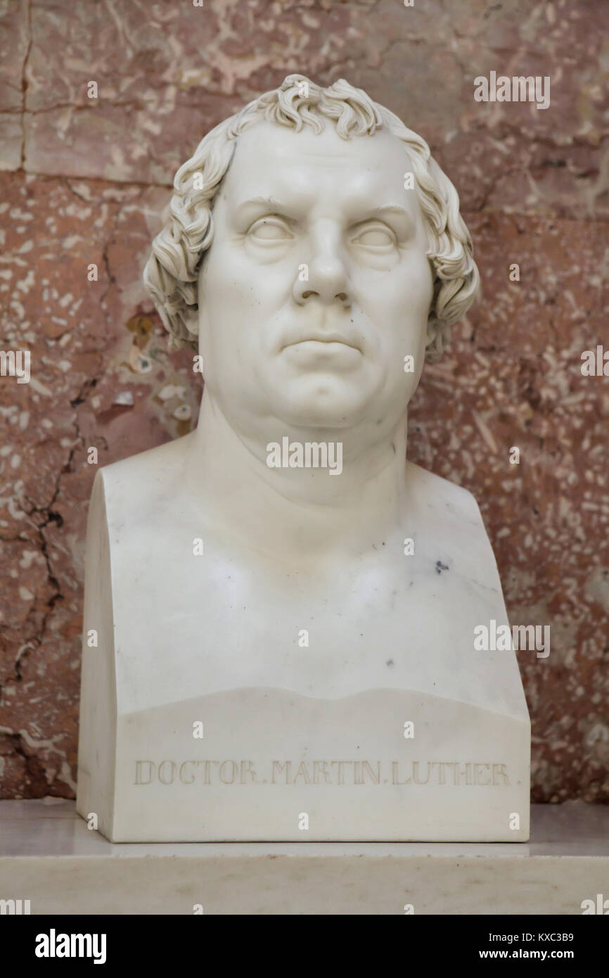 Martin Luther. Marble bust by German sculptor Ernst Rietschel (1831) on ...