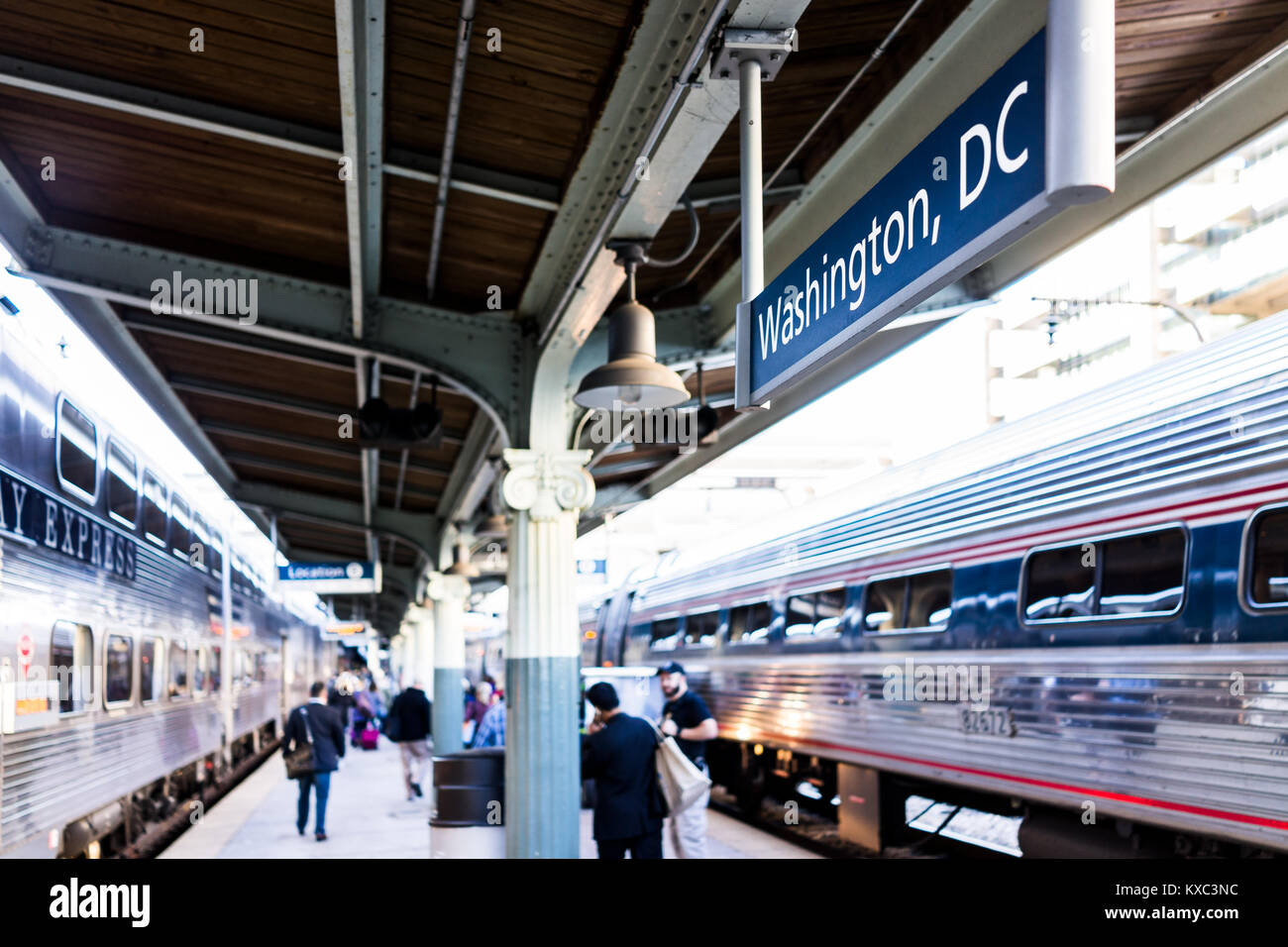 Washington DC, USA - October 27, 2017: Union station railway platform ...