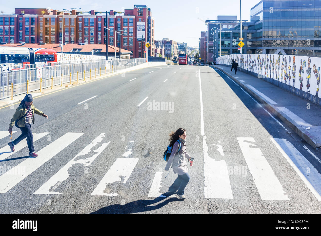 Washington DC, USA - October 27, 2017: Aerial view of people running ...
