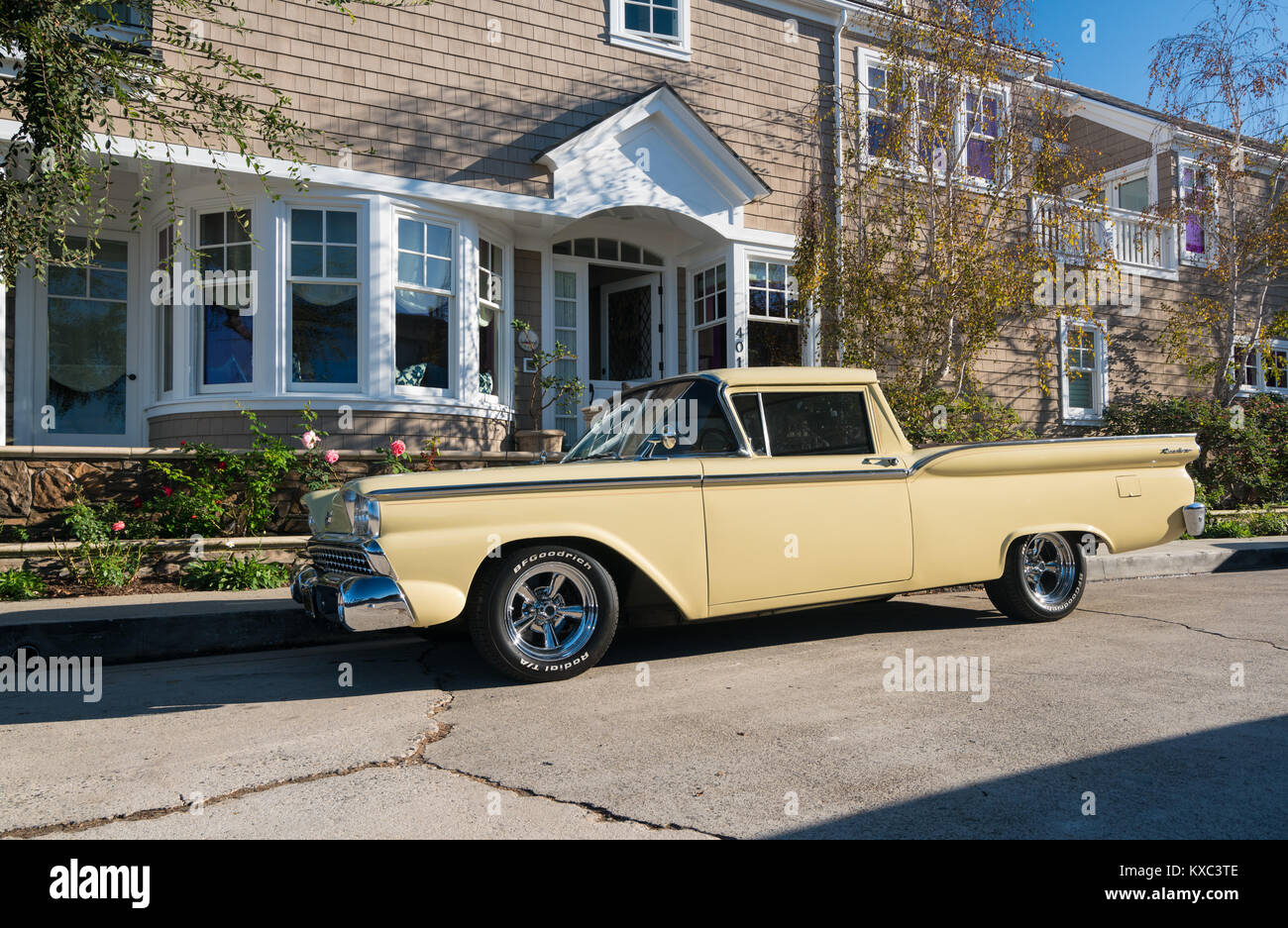 Renovated old 1959 Ford Ranchero american roadster car in Balboa Island ...