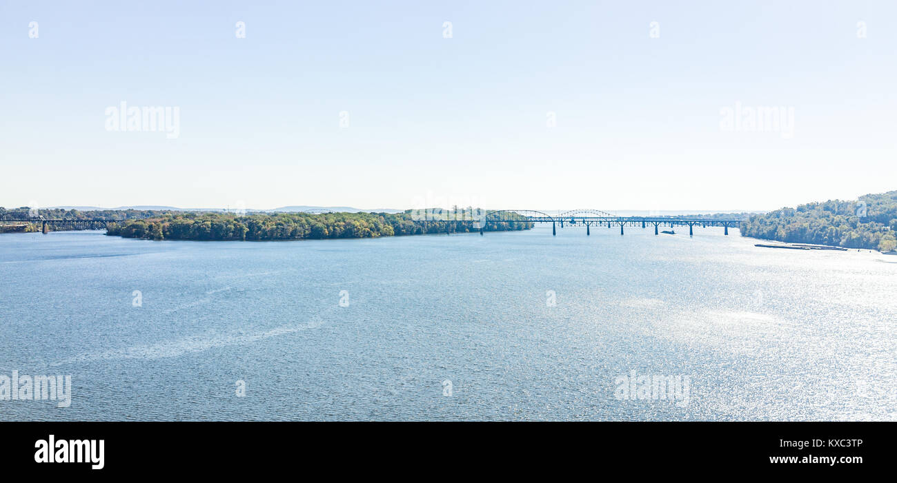 Patapsco river panorama with highway bridges during day in Baltimore ...