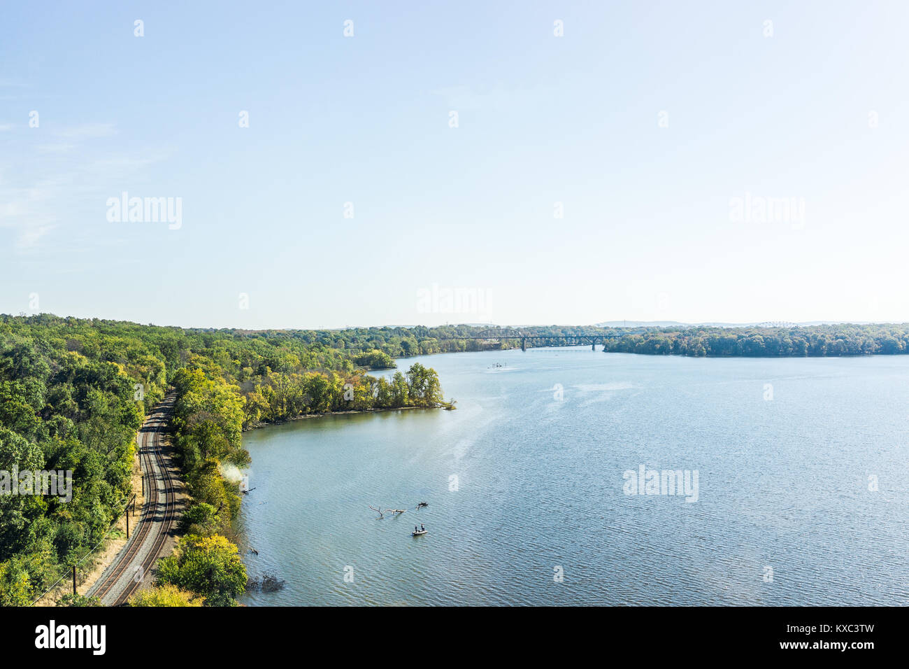Patapsco river panorama with highway bridges during day in Baltimore ...