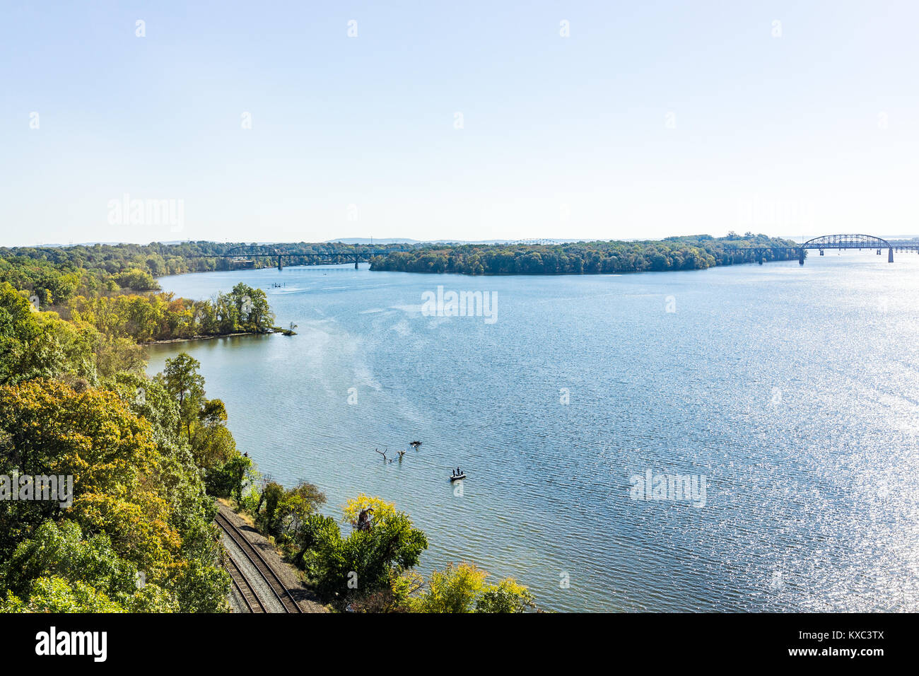 Patapsco river panorama with highway bridges during day in Baltimore ...