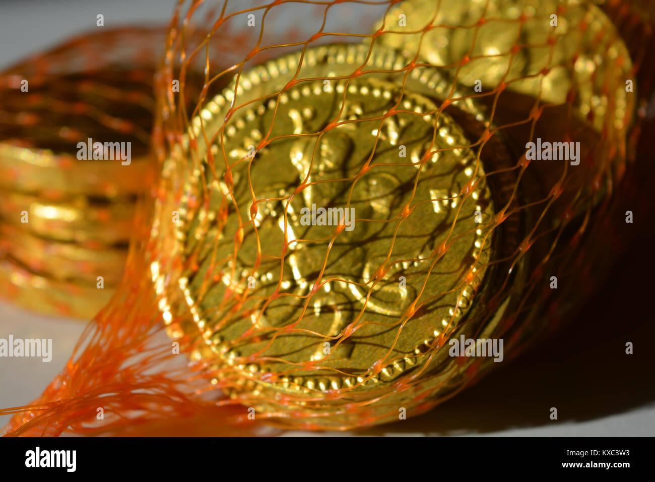 Bag chocolate coins hi-res stock photography and images - Alamy