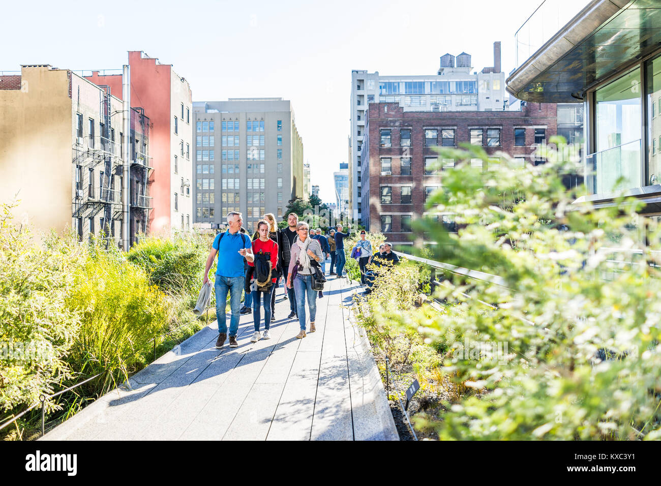 New York City, USA - October 27, 2017: Highline, high line boardwalk ...