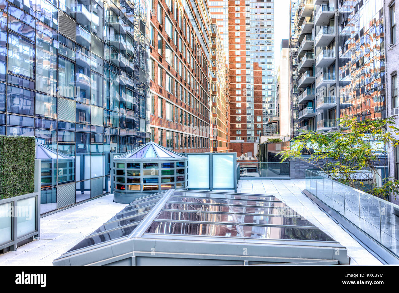 Modern glass skyscrapers apartment residential buildings in New York ...
