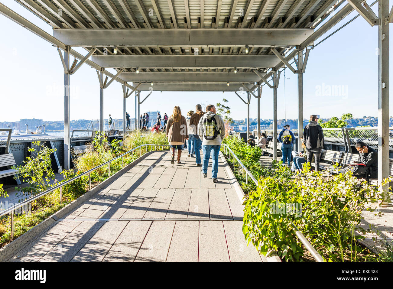 New York City, USA - October 27, 2017: Highline, high line, urban ...