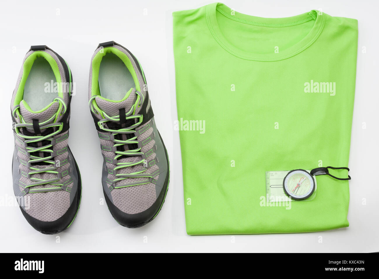 Outdoors shoes, t- shirt and magnetic compass for trail running, free ...