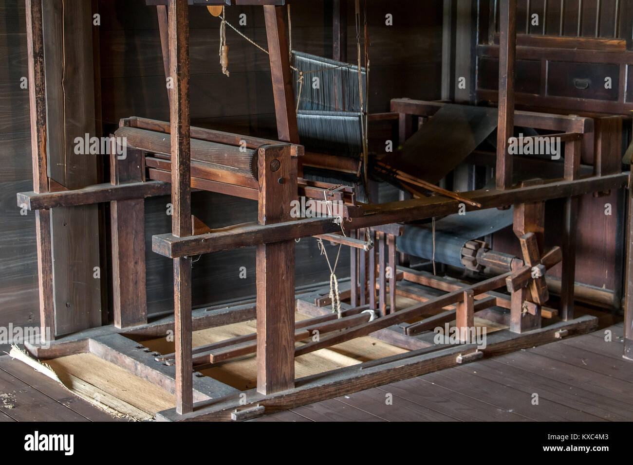 A old historical weaving loom in house, Japan countryside Stock Photo ...
