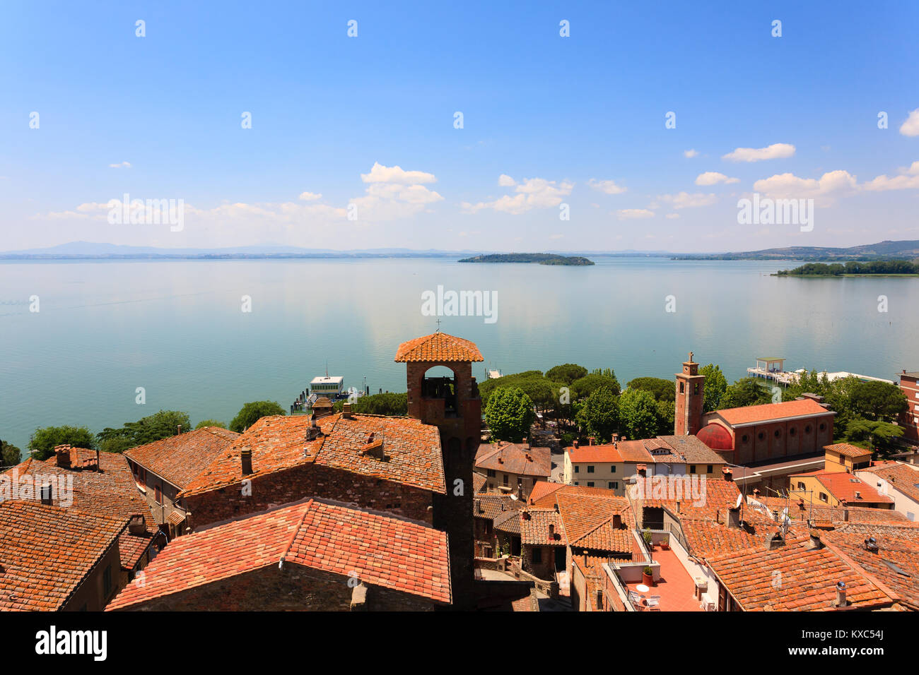 Lake Trasimeno view from Passignano sul Trasimeno castle, Italy ...
