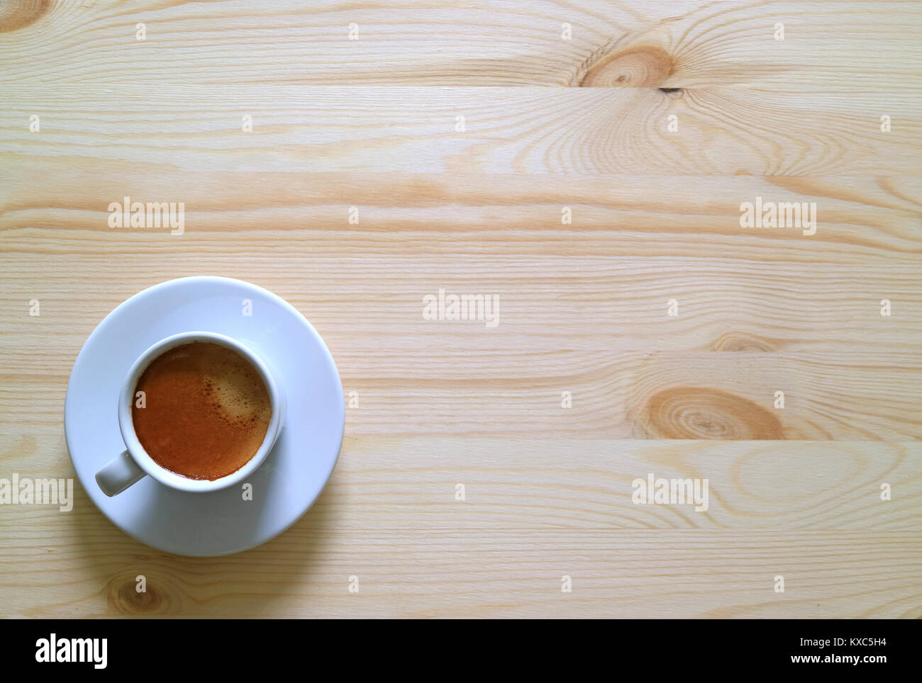 One Cup of Espresso on the Wooden Table, Horizontal Top View Photo with ...