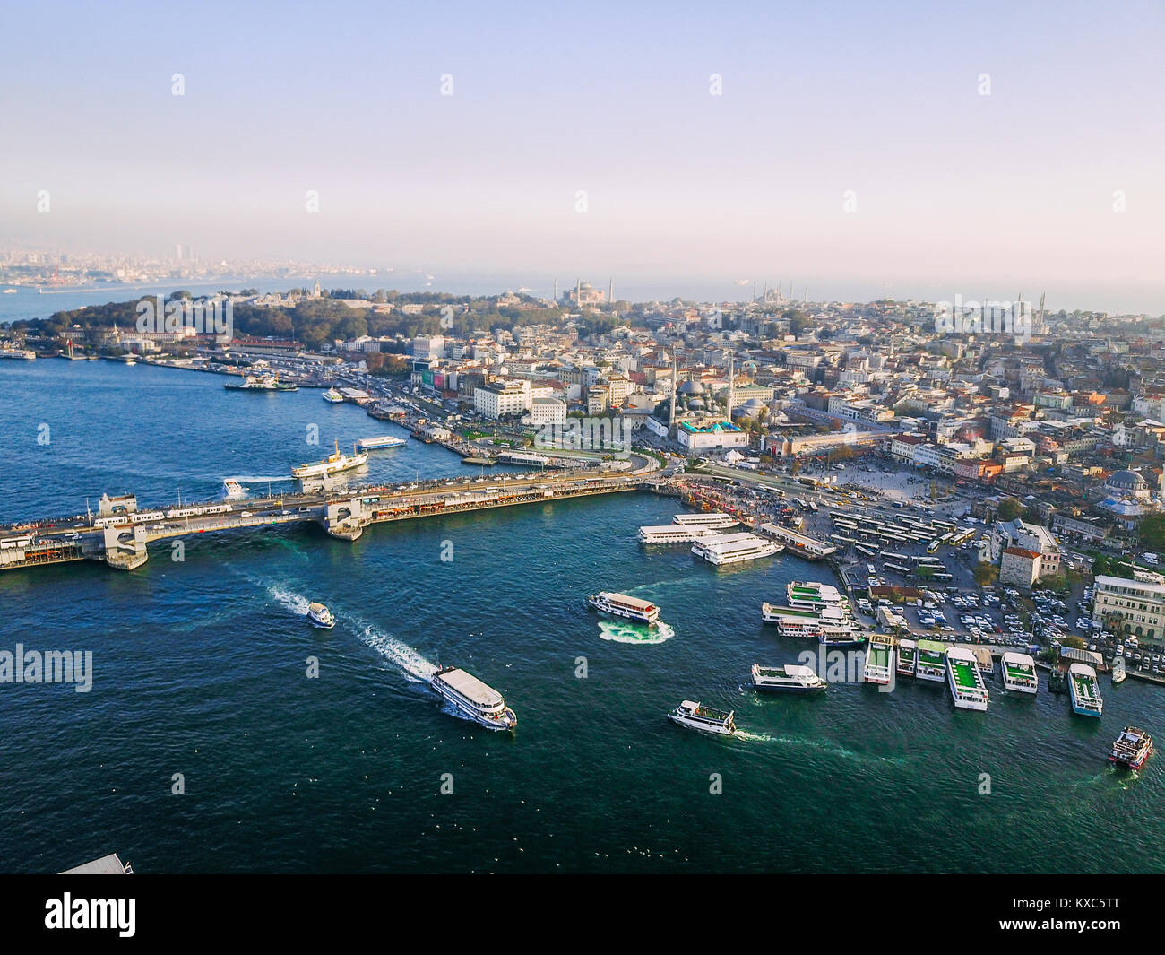 Galata Bridge aerial photography Stock Photo - Alamy