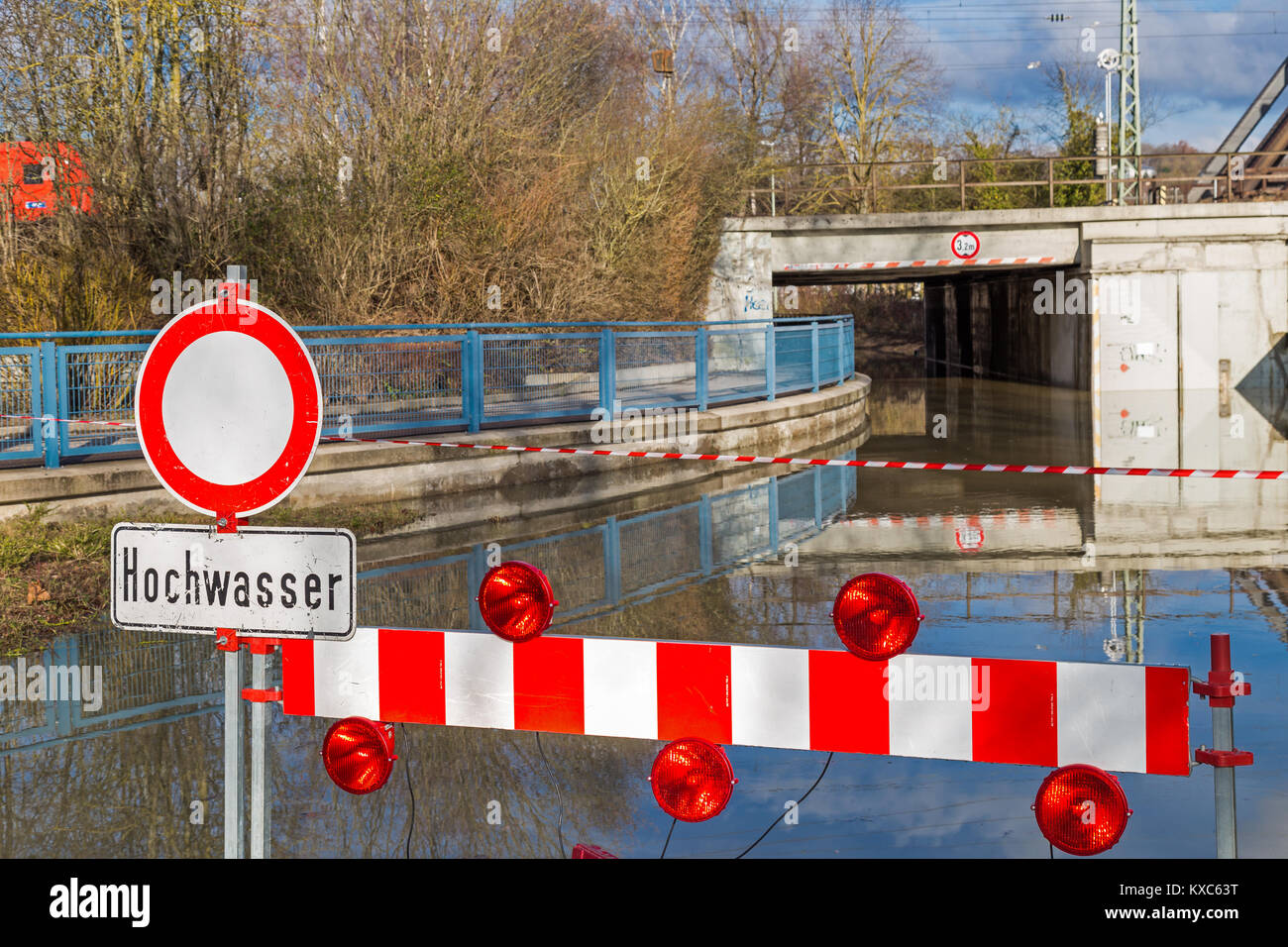 Traffic sign caution flood hi-res stock photography and images - Alamy