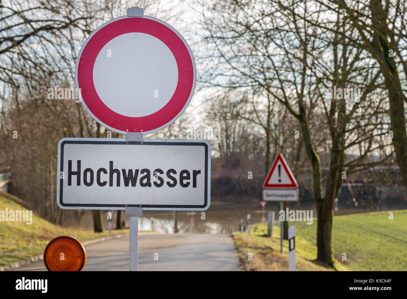 Traffic sign caution flood hi-res stock photography and images - Alamy