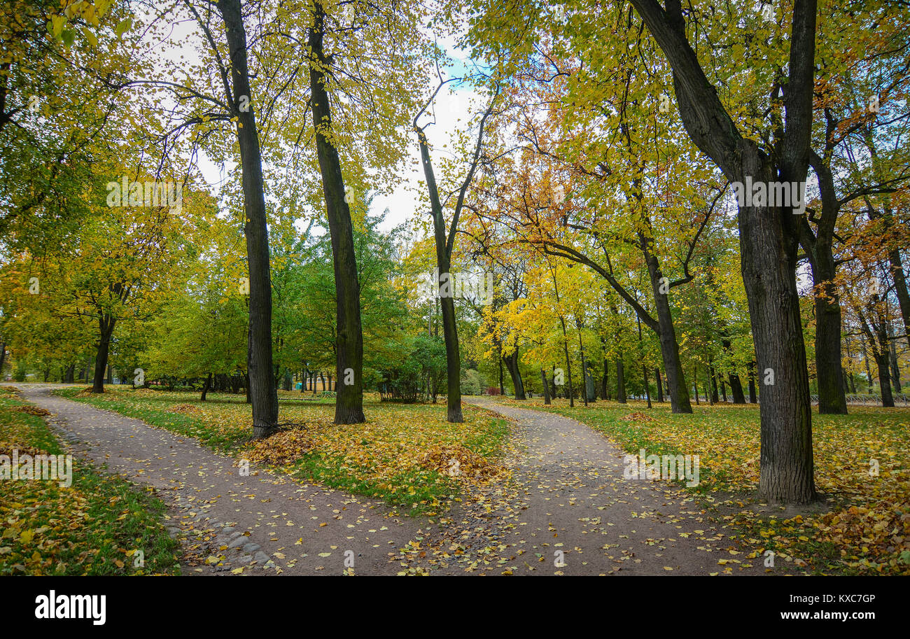 Autumn scenery at Pushkin Village in St. Petersburg, Russia Stock Photo ...