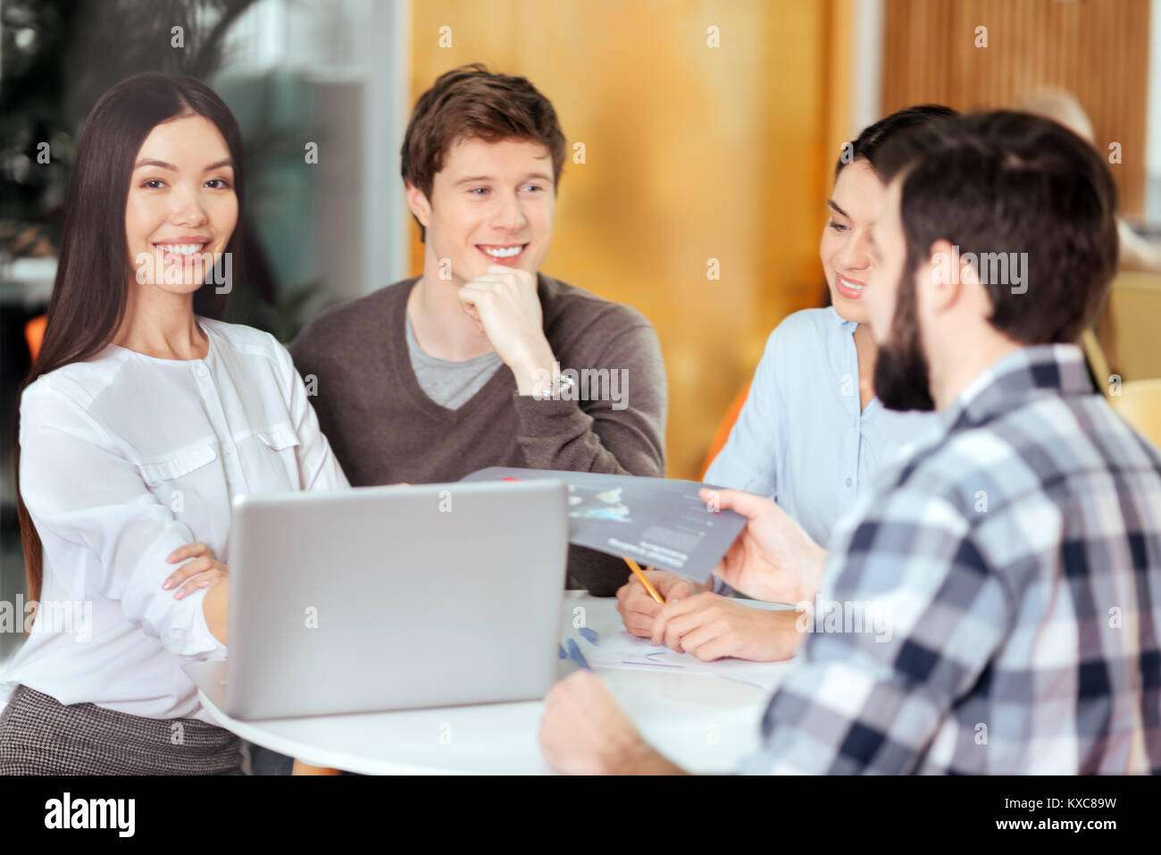 Man introducing woman hi-res stock photography and images - Alamy
