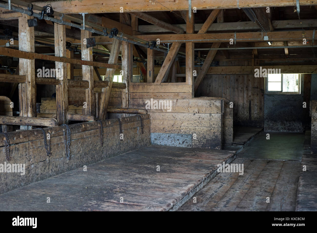 Inside wooden barn in farm in Lichtenstein Stock Photo - Alamy