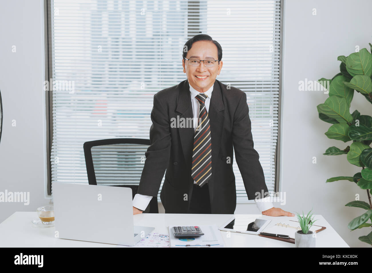 Confident senior asian business leader standing in the office Stock ...