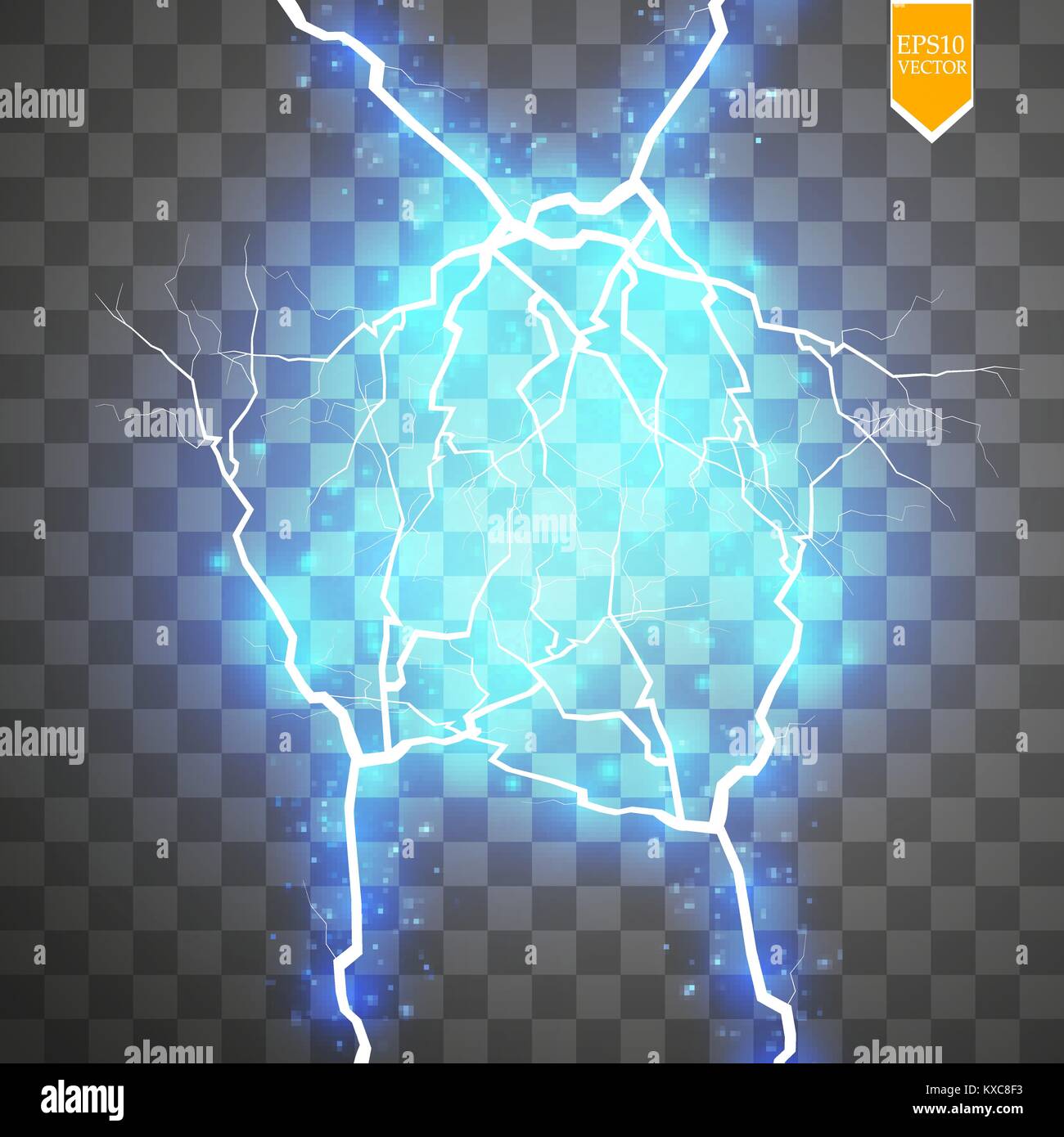 Blue abstract energy shock explosion special light effect with spark ...