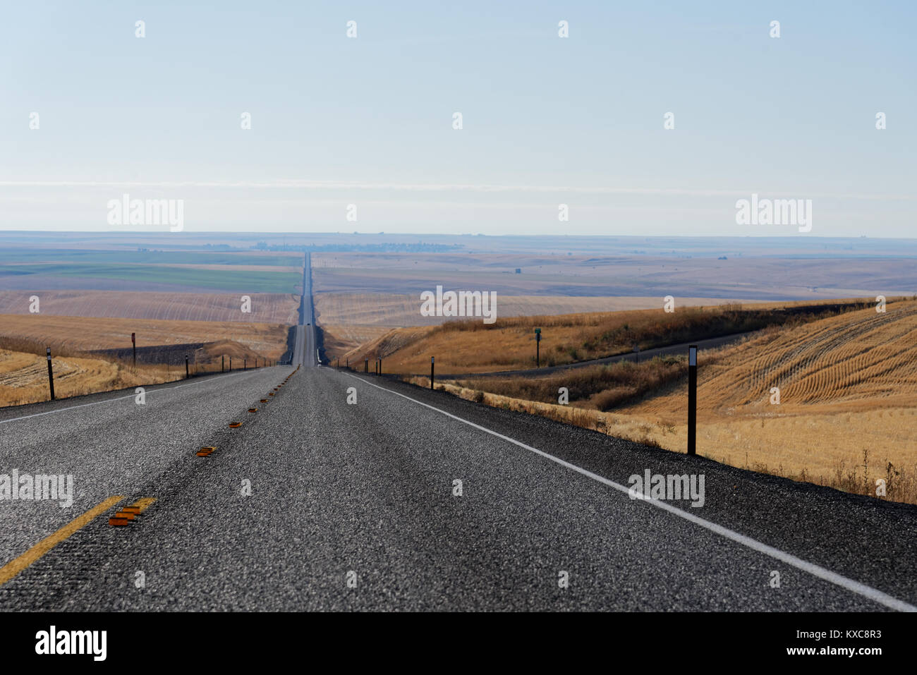 US Route 2 near Wilbur, Washington showing farmland in the Fall Stock ...