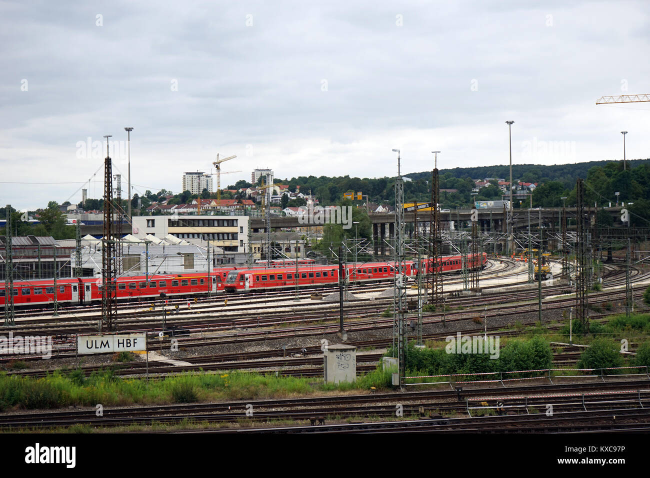 ULM, GERMANY - CIRCA AUGst 2016 Railway station with train Stock Photo ...