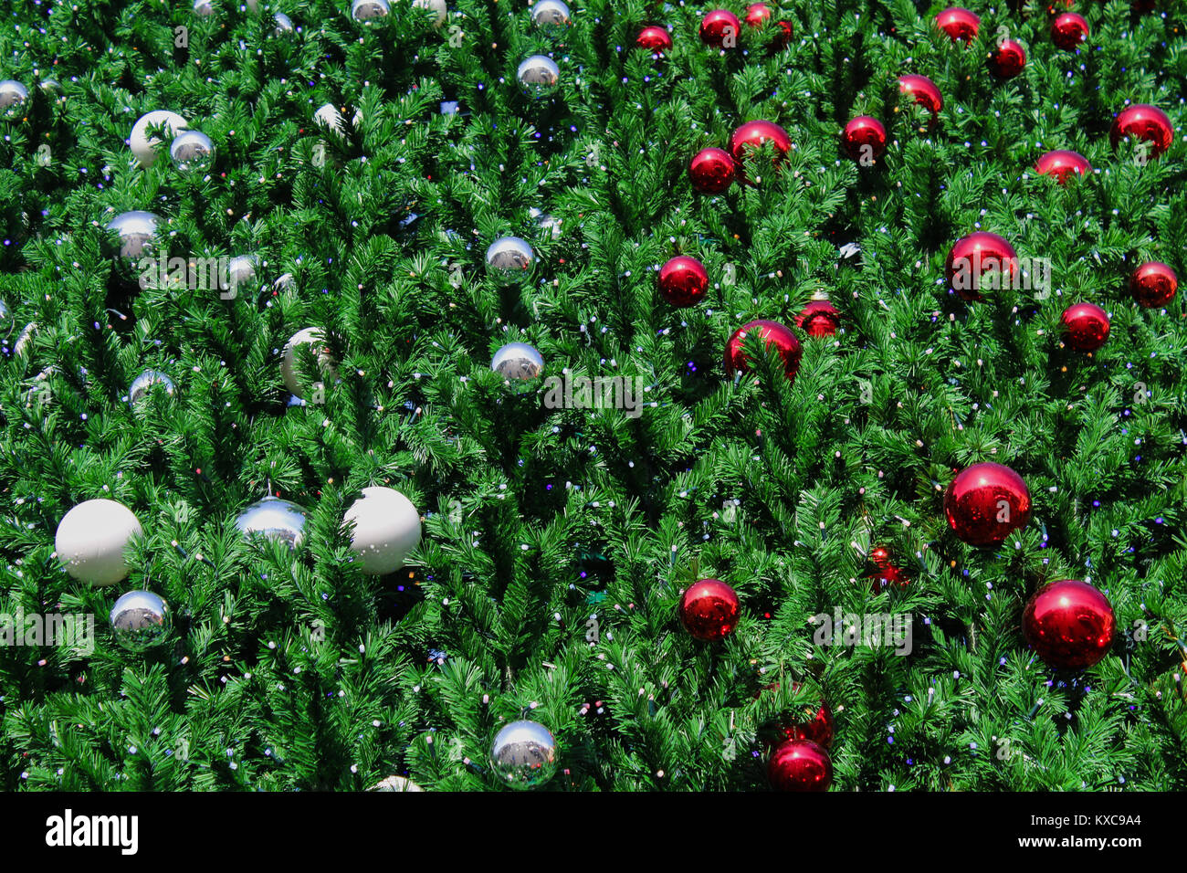 the christmas tree texture with the christmas ball as a background ans ...