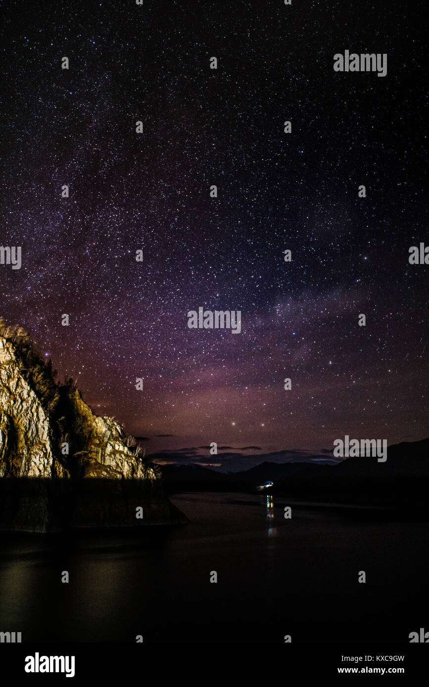 night sky scenery over the lake Stock Photo - Alamy