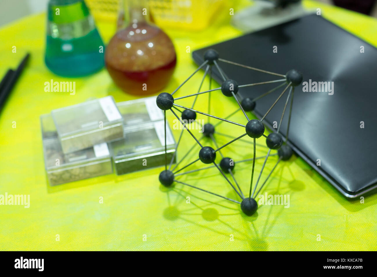 chemical composition, science, study concept. on the table in chemical ...