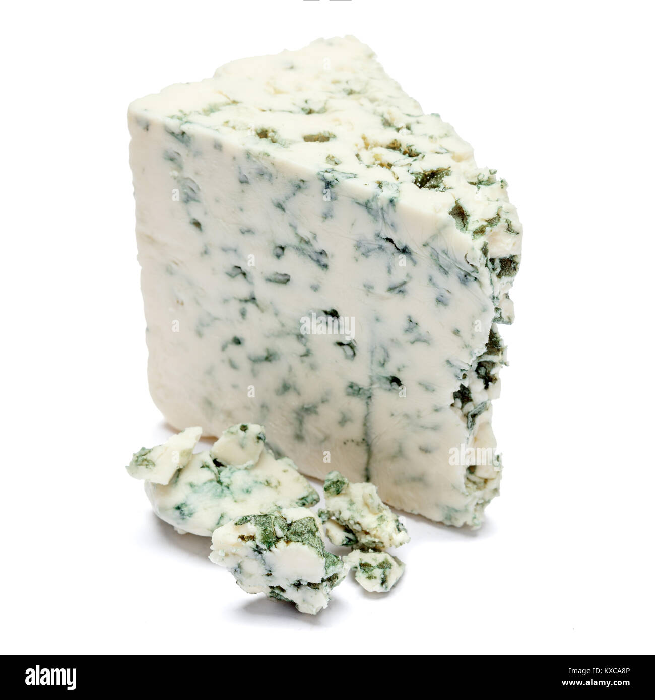 blue cheese on a white background Stock Photo - Alamy
