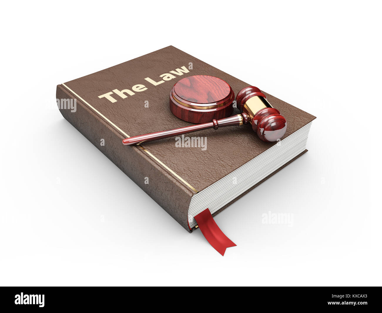 3d illustration of Judges wooden hammer and law book Stock Photo - Alamy