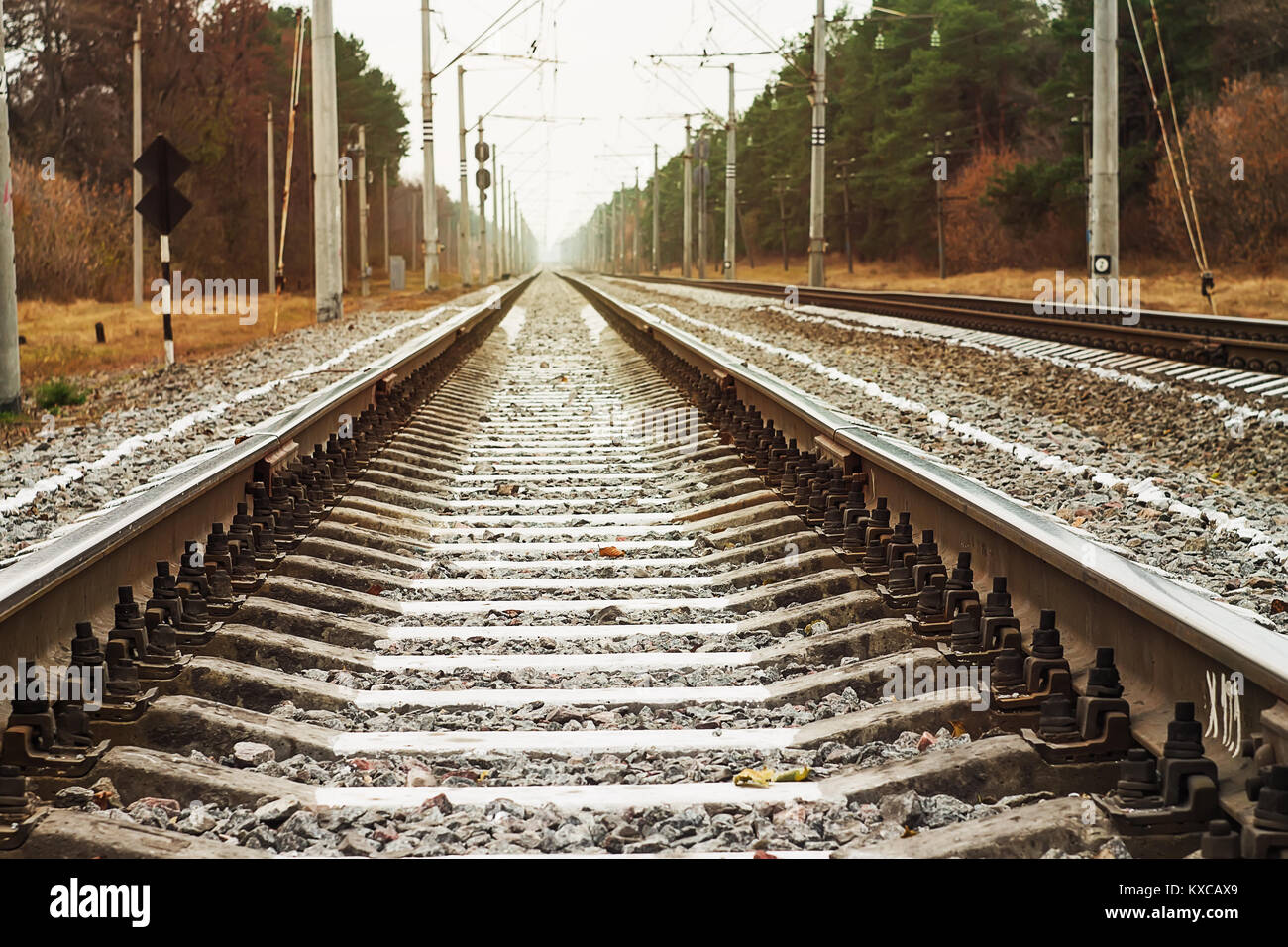 toned photo railroad tracks Stock Photo - Alamy