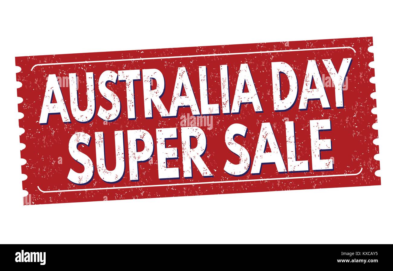 Australia day super sale grunge rubber stamp on white background ...