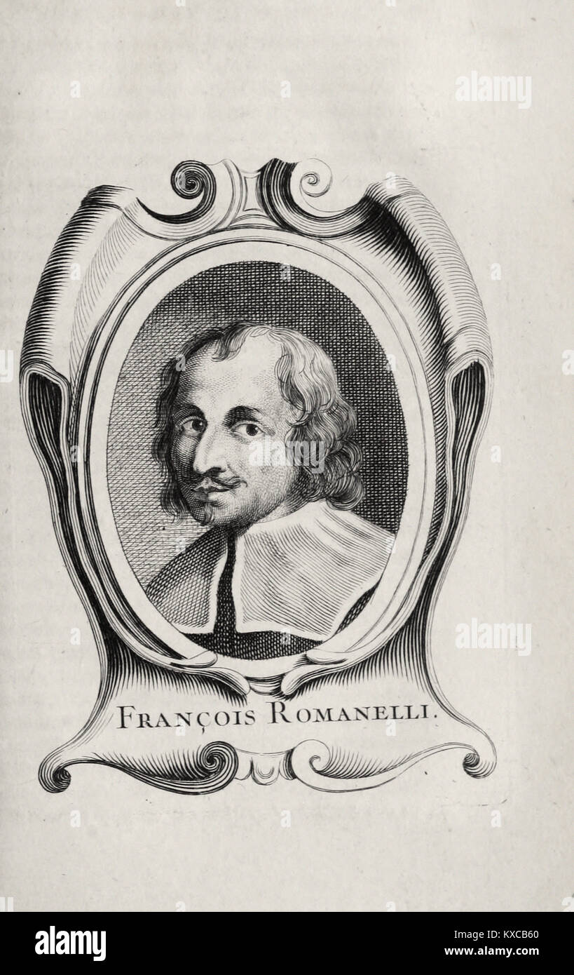 Portrait of painter Giovanni Francesco Romanelli - French engraving 18h ...