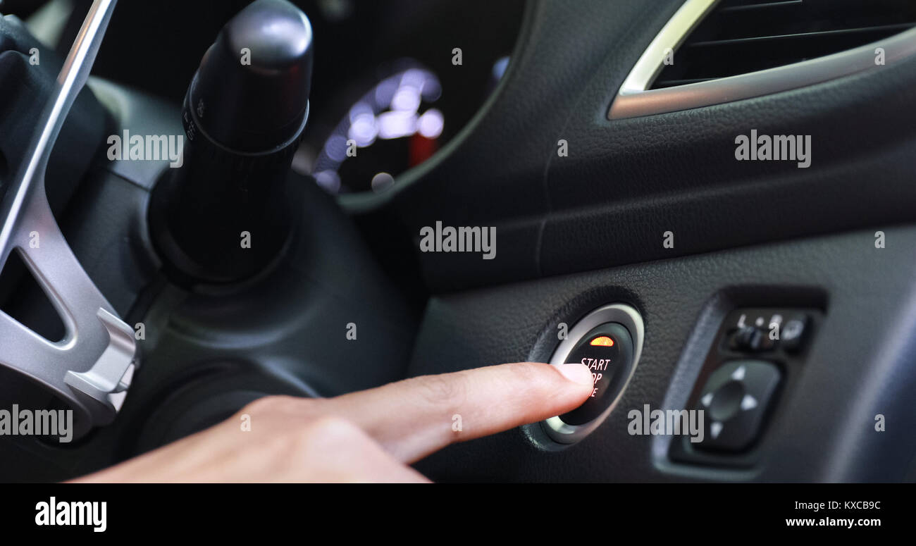auto car engine start button for keyless entry Stock Photo - Alamy