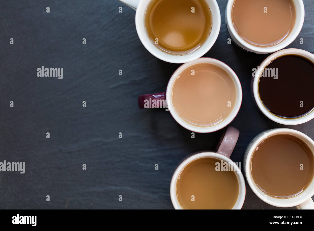 Background of various tea and coffee hot drinks Stock Photo - Alamy