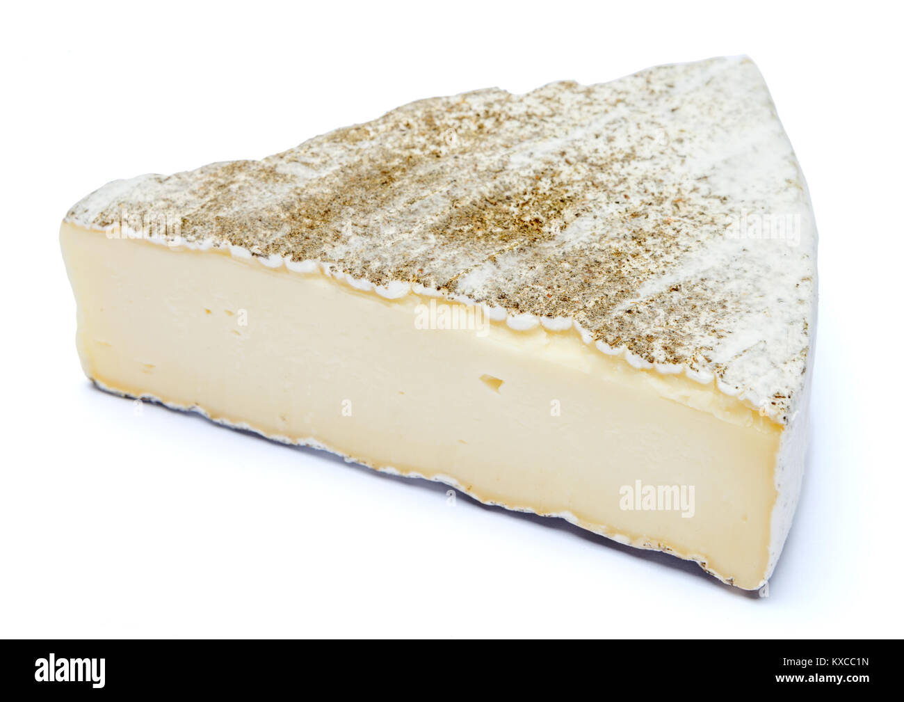 traditional french brie cheese on a white background. Clipping path ...