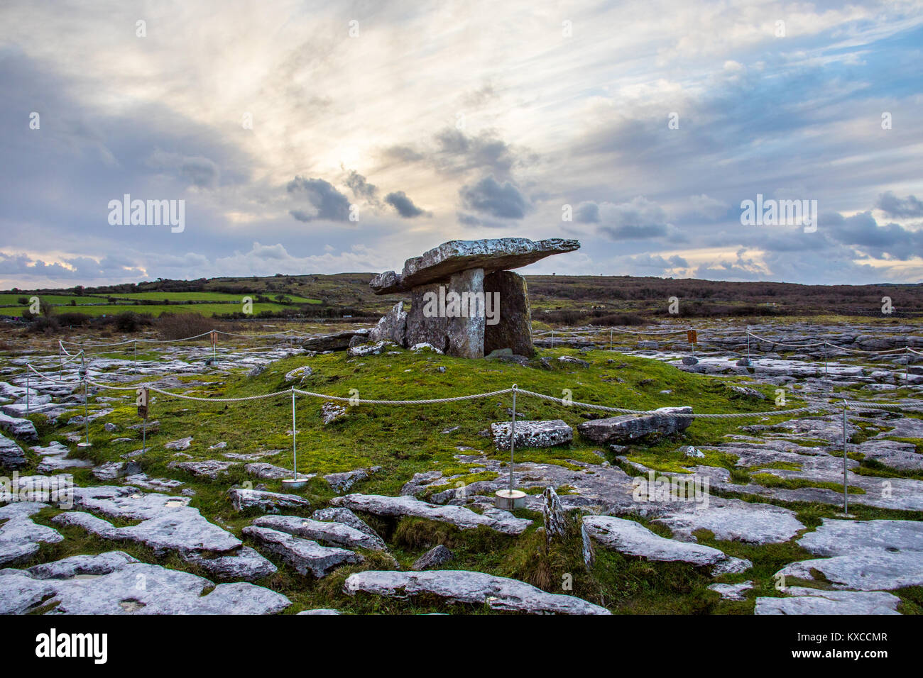 Poulnabrone Dolmen, ancient portal tomb, The Burren, Co Clare, Ireland ...