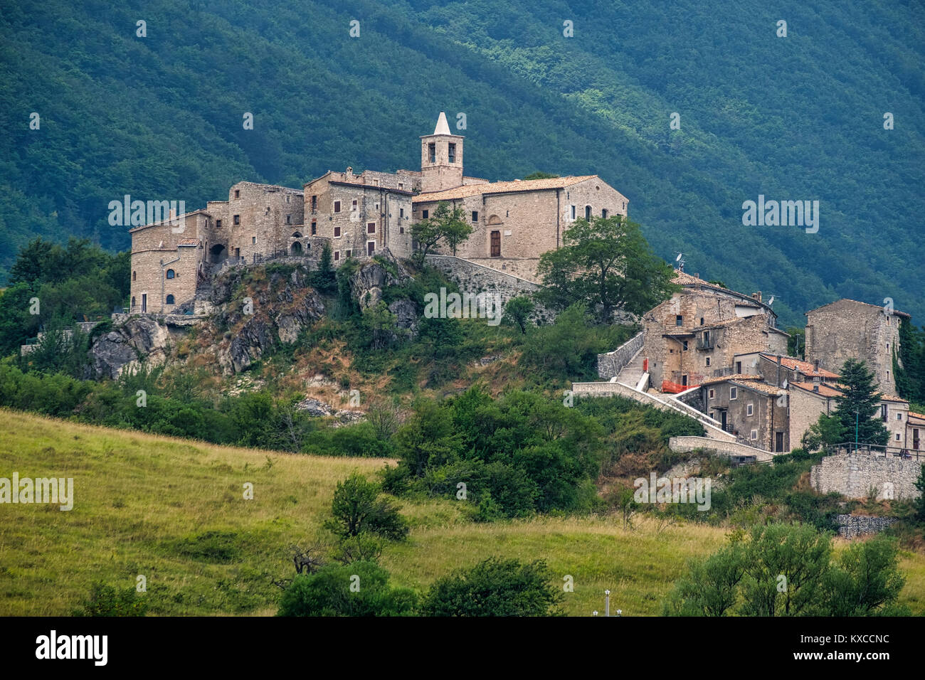 Mountain landscape along the road of Passo San Leonardo, in Maiella ...