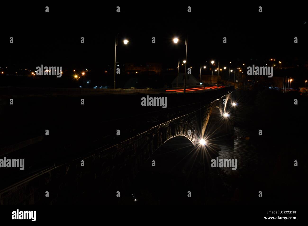 lights on the bridge at night Stock Photo - Alamy