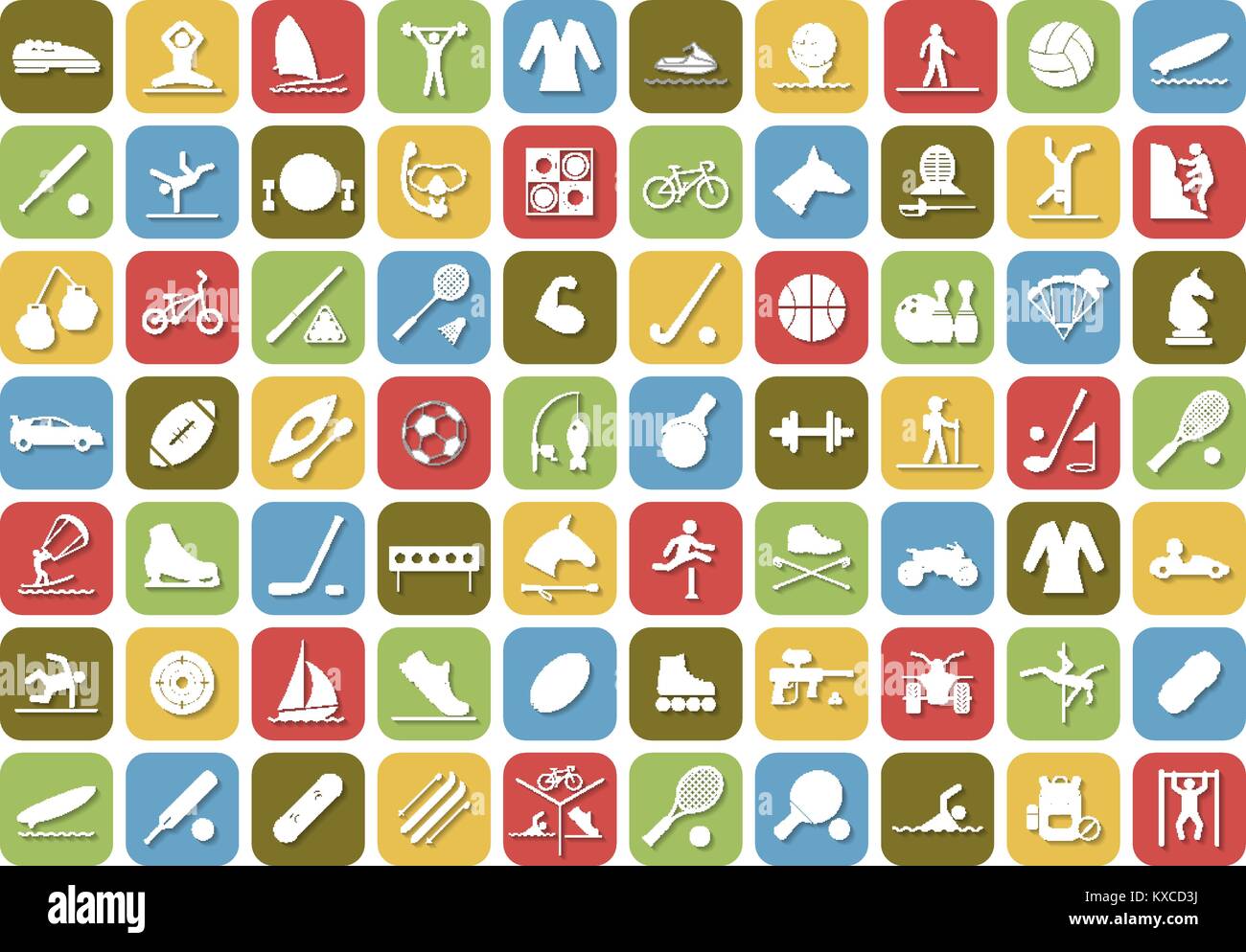 Set of sport icons in flat design with shadows. Vector illustration ...