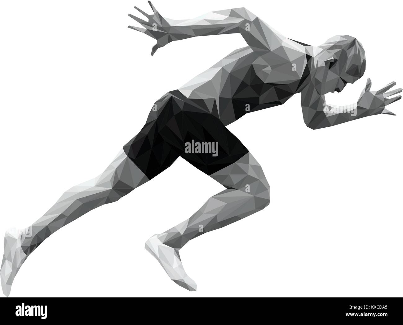 start running sprinter man athlete low poly silhouette Stock Vector ...